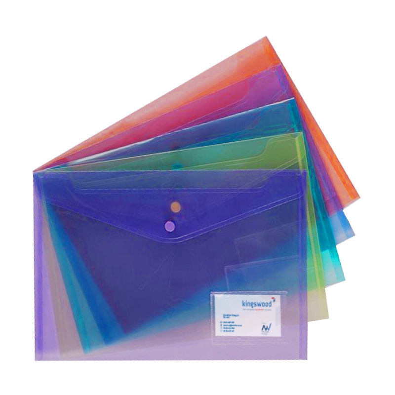 A4 Popper Wallets, Clear, Pack 5 - Kingswood Office Supplies